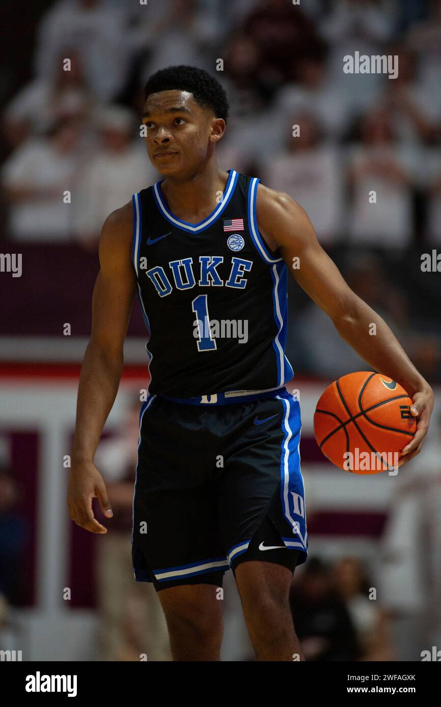 January 29, 2024: Duke Blue Devils guard Caleb Foster (1) runs the ...