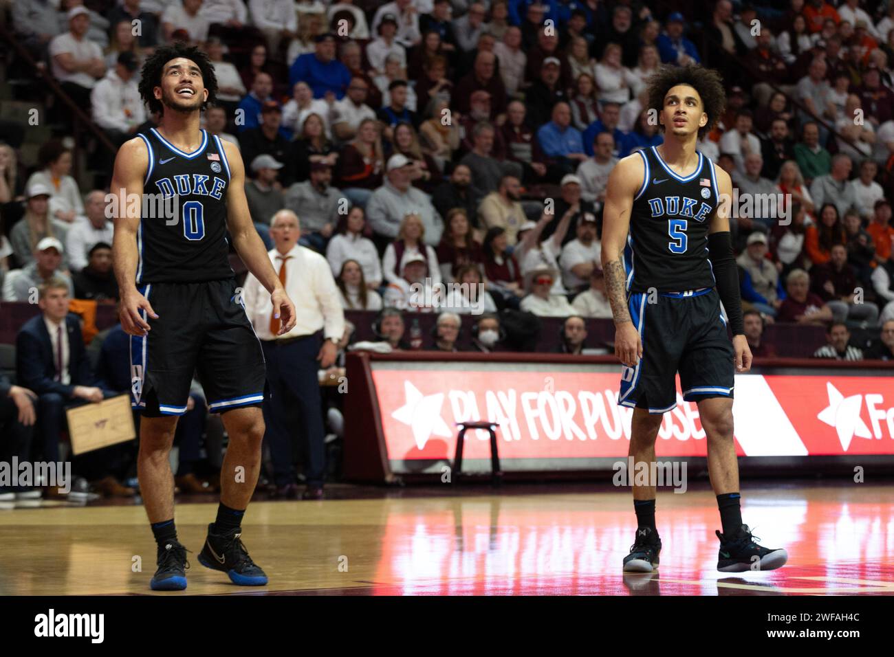 Blacksburg, VA, USA. 29th Jan, 2024. Duke Blue Devils guard Jared ...