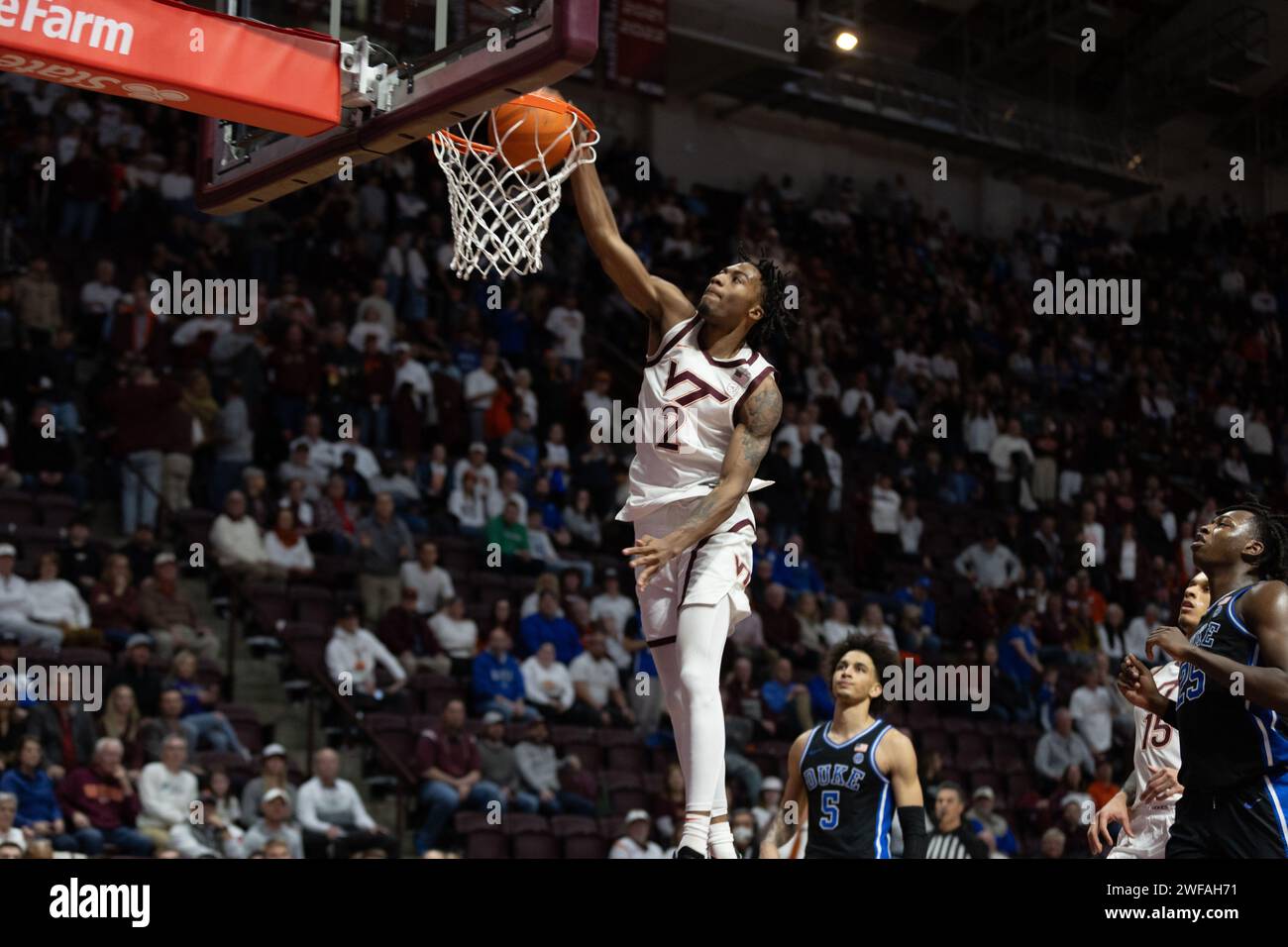 Blacksburg, VA, USA. 29th Jan, 2024. Virginia Tech Hokies guard MJ ...