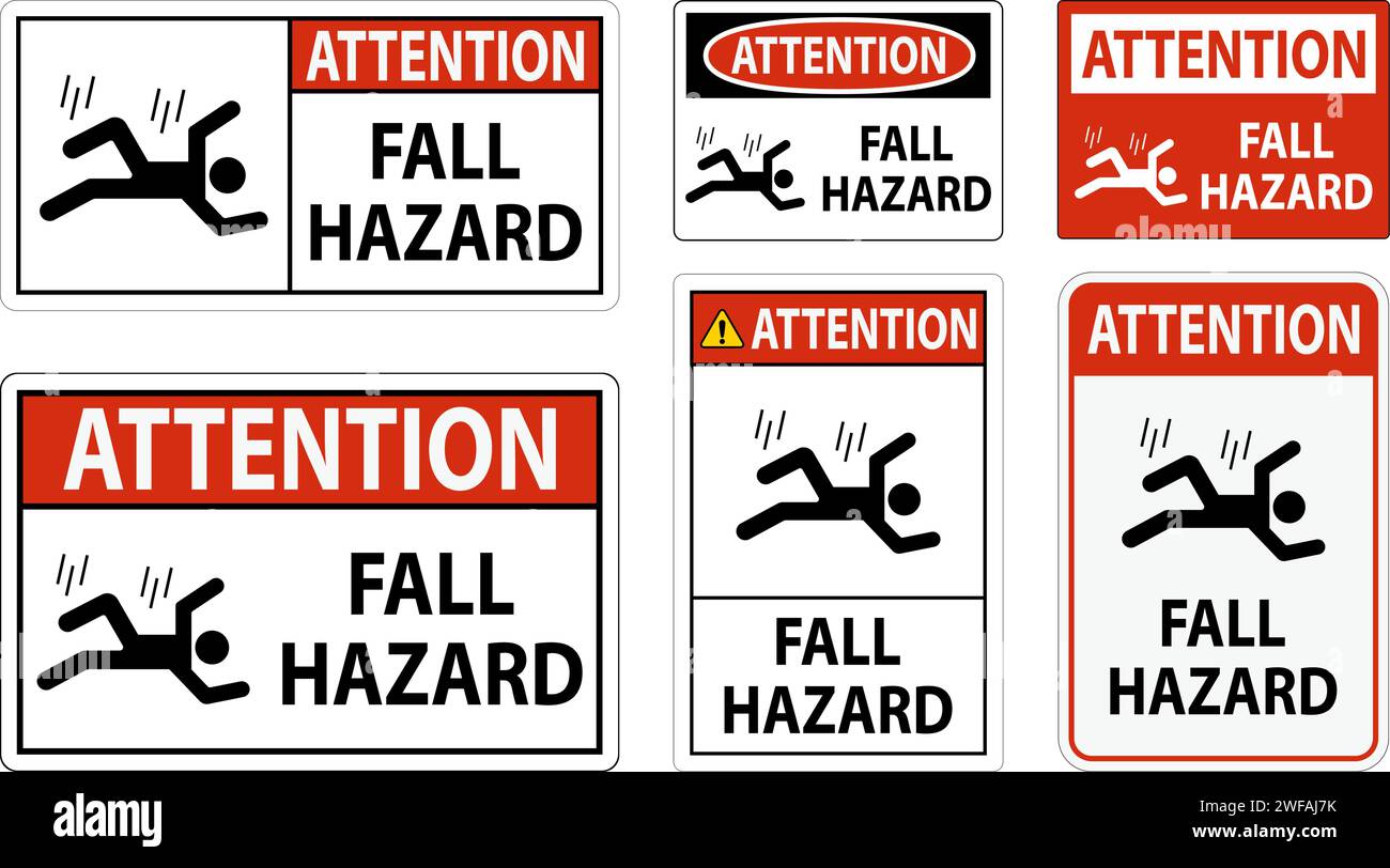 Attention Sign, Fall Hazard Stock Vector Image & Art - Alamy