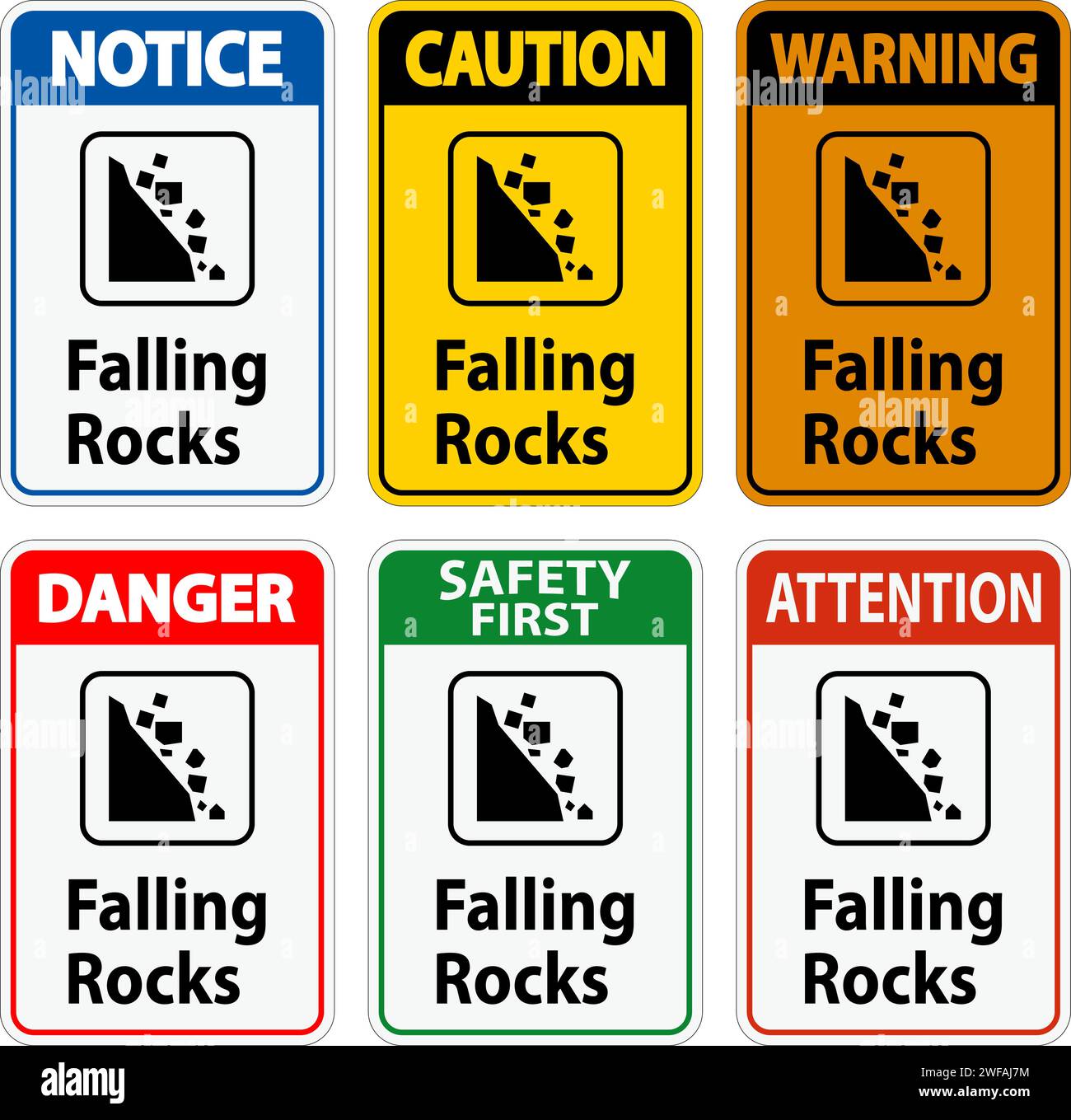 Caution Sign, Park Sign and Guide Sign, Falling Rocks Stock Vector ...