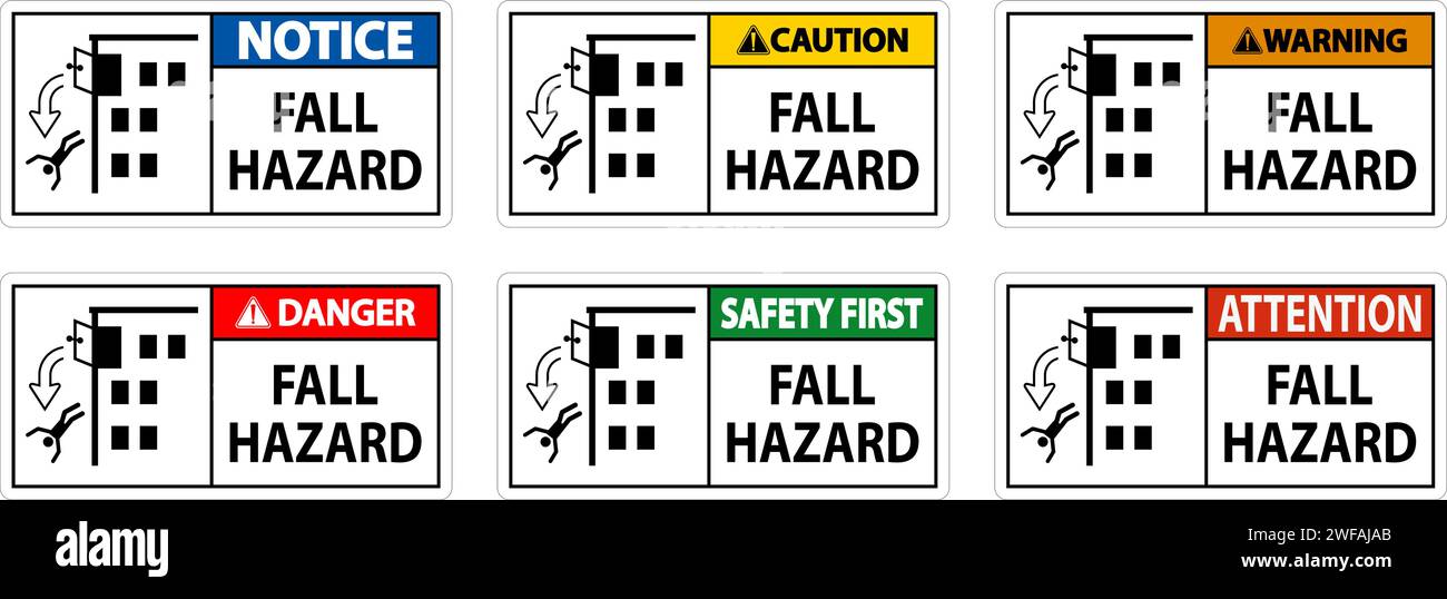 Caution Sign, Fall Hazard Stock Vector Image & Art - Alamy