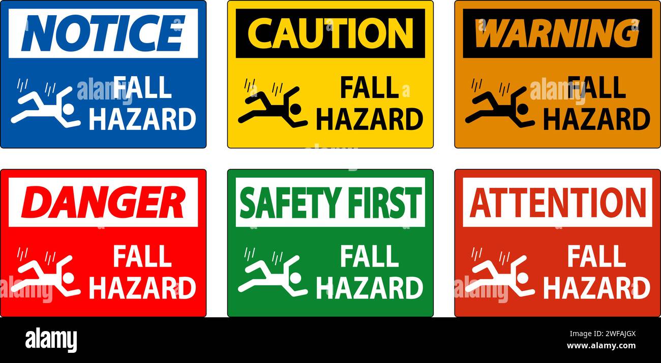 Caution Sign, Fall Hazard Stock Vector Image & Art - Alamy