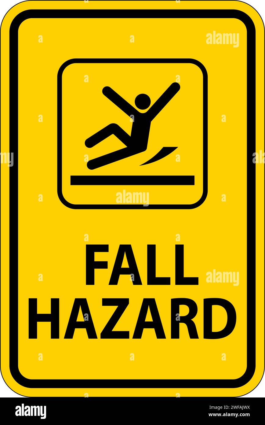 Caution Sign, Fall Hazard Stock Vector Image & Art - Alamy