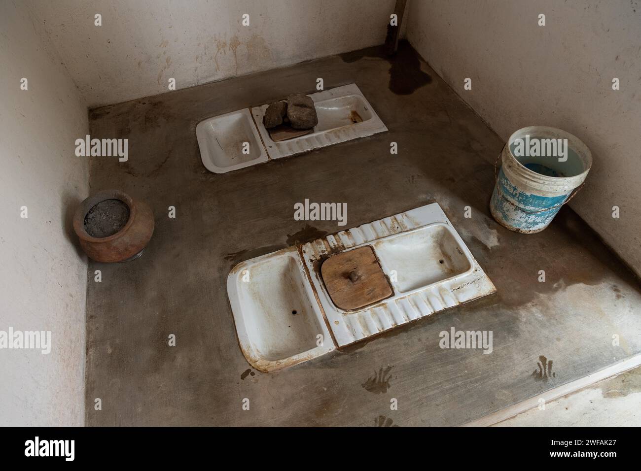 Urine-diverting and dry toilets on the floor, eco-san toilets, Tamil ...