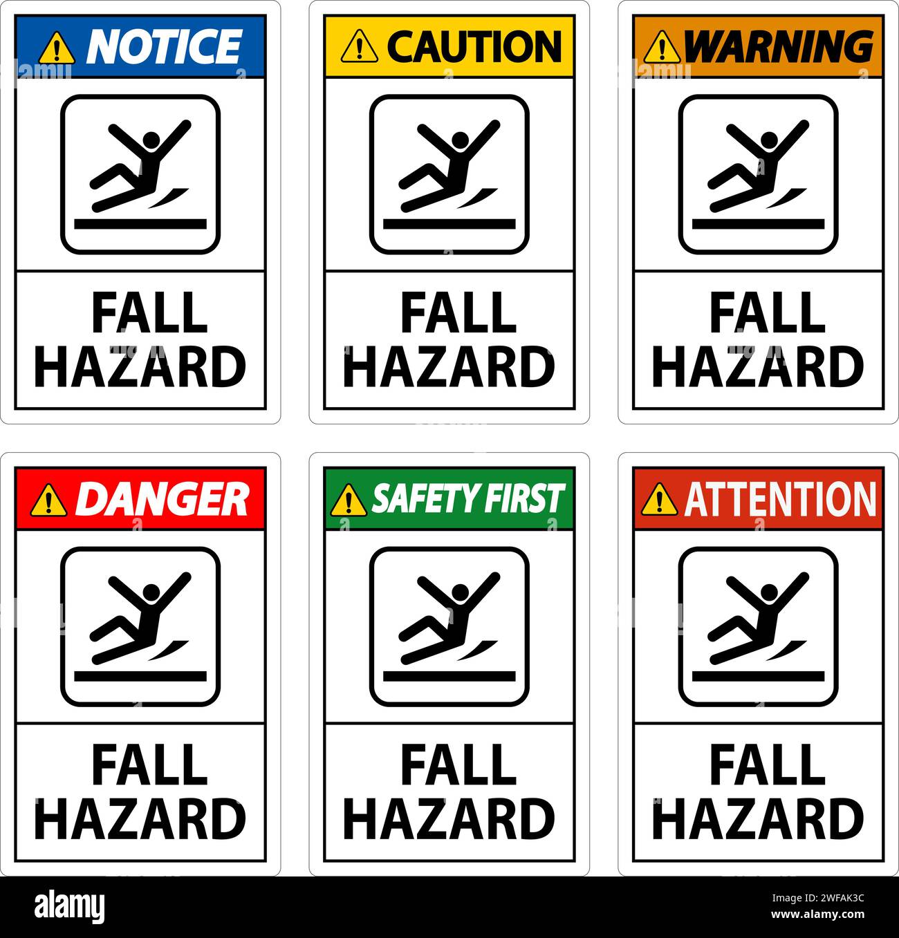 Caution Sign, Fall Hazard Stock Vector Image & Art - Alamy