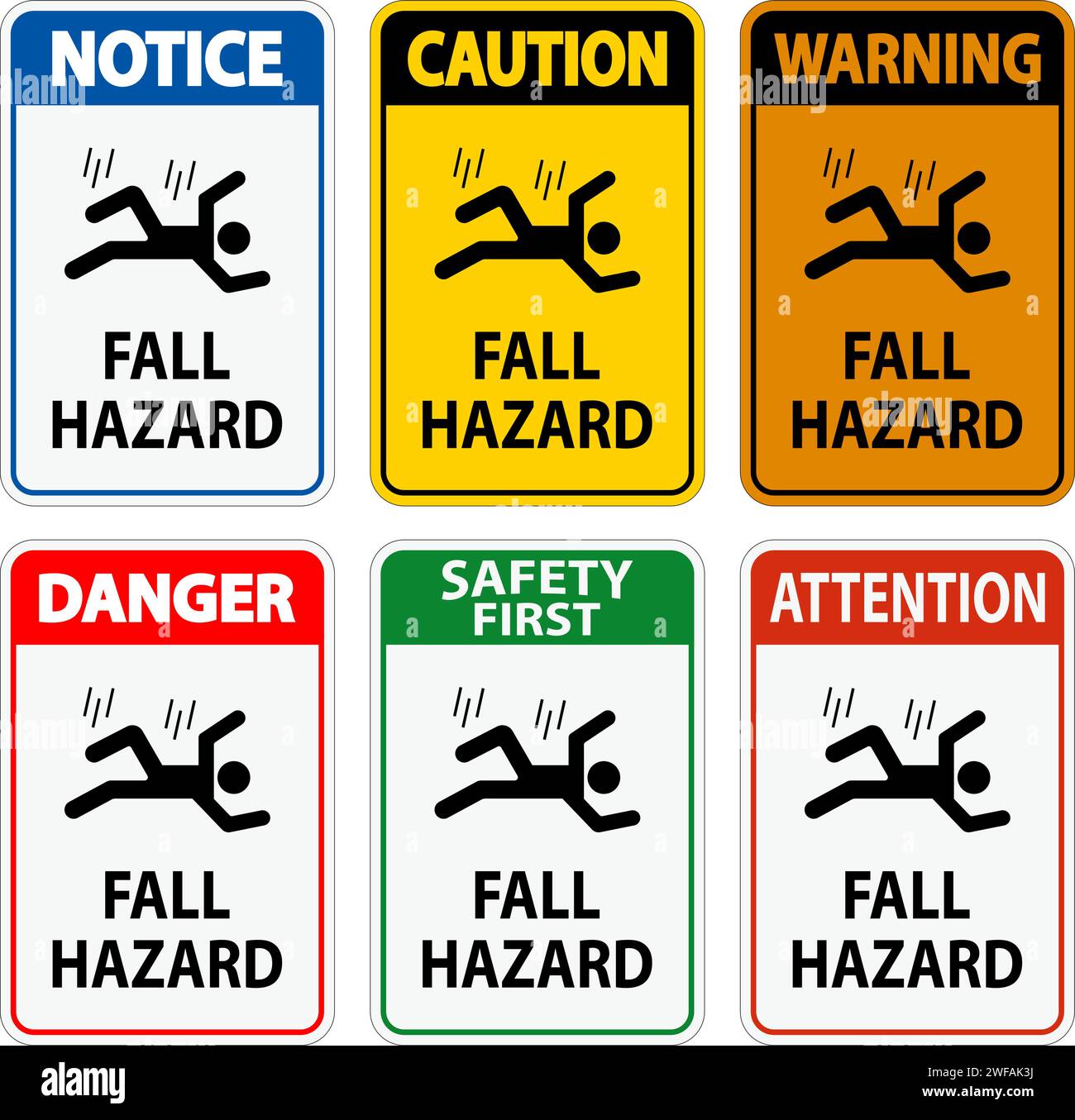 Caution Sign, Fall Hazard Stock Vector Image & Art - Alamy
