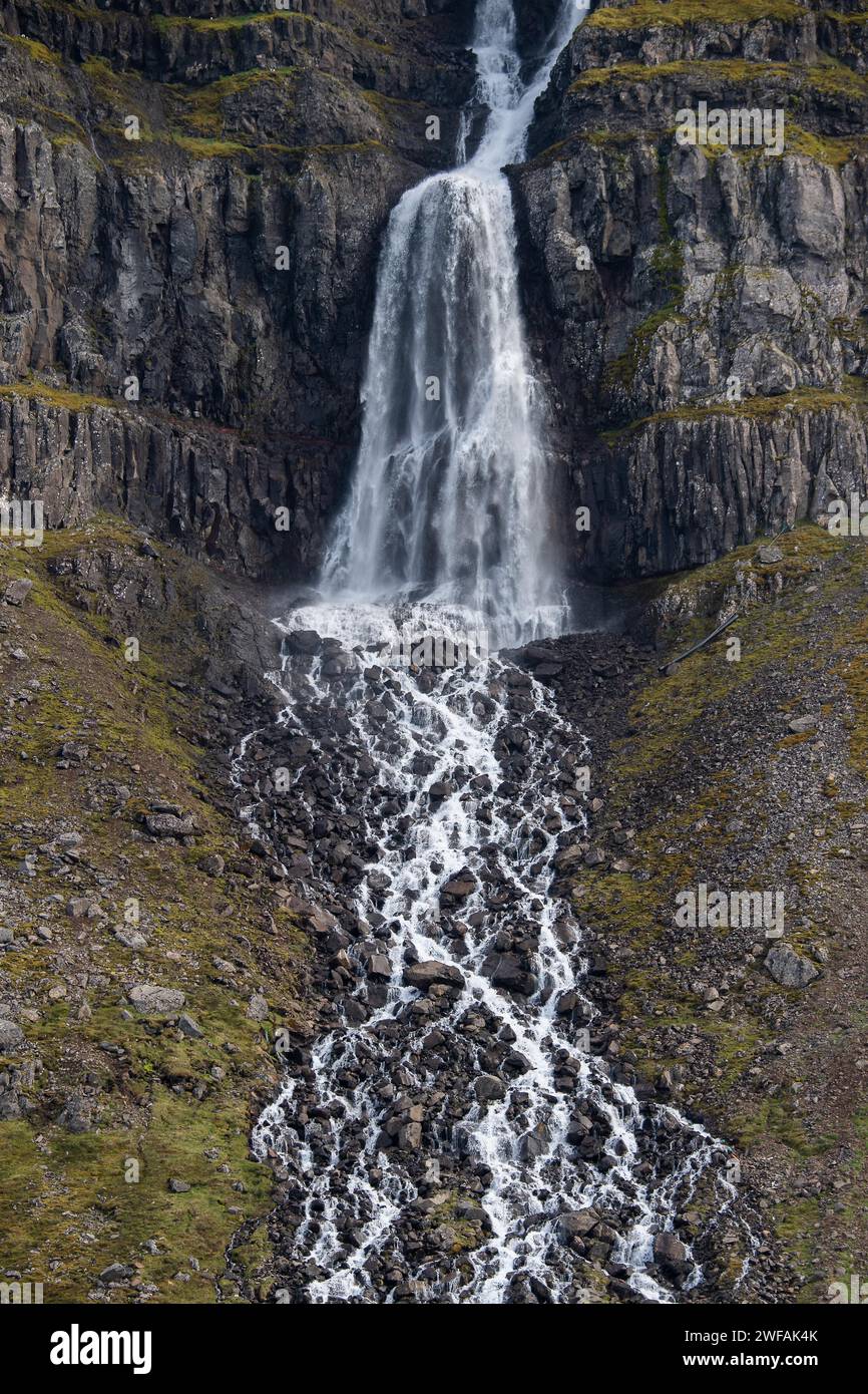 Baejararfoss waterfall, Djupavik, Reykjarfjoerour, Strandir, Arnes ...