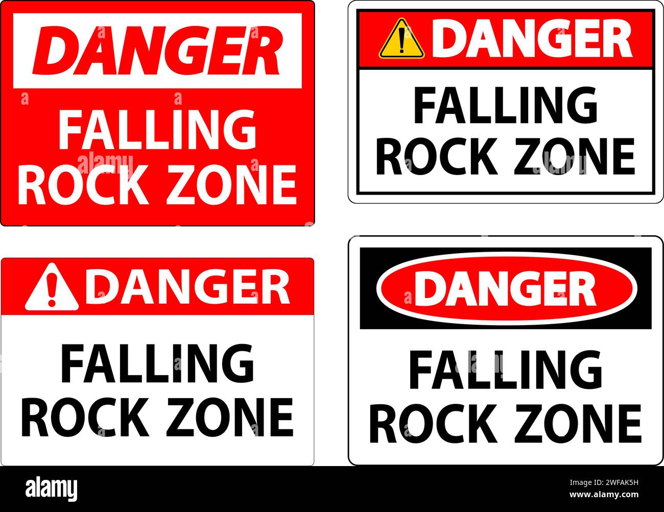 Danger Sign, Falling Rock Zone Stock Vector Image & Art - Alamy