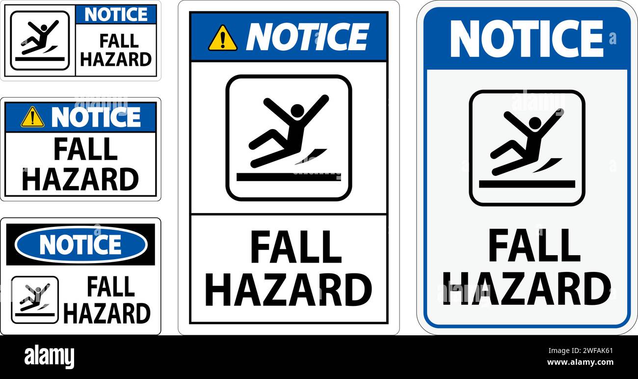 Notice Sign, Fall Hazard Stock Vector Image & Art - Alamy