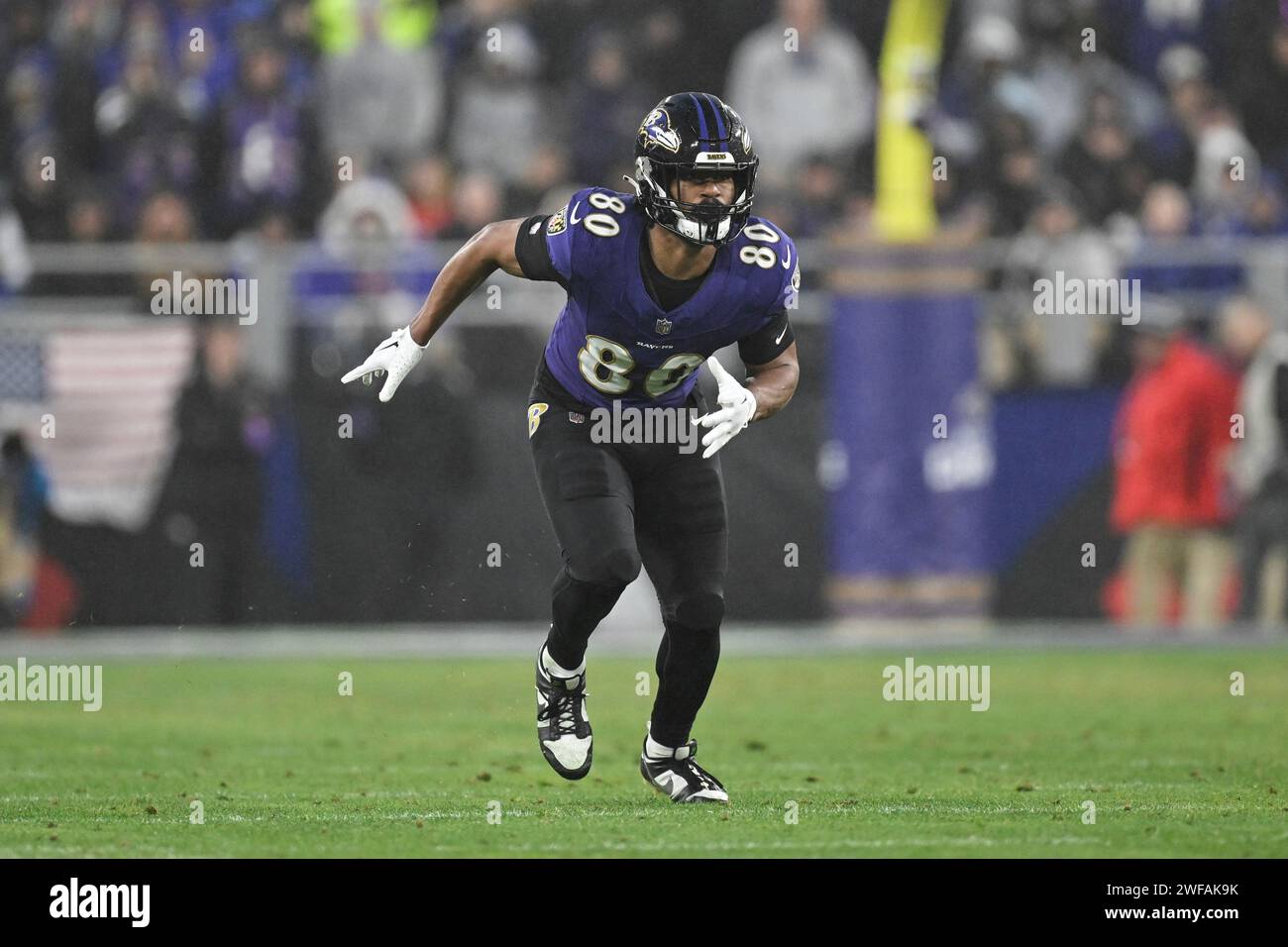 Baltimore Ravens tight end Isaiah Likely (80) in action during the ...