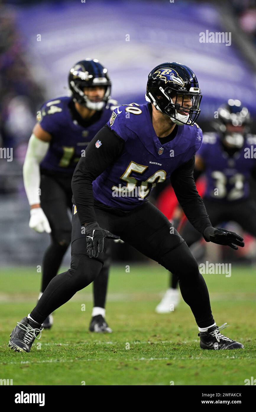 Baltimore Ravens linebacker Kyle Van Noy (50) in action during the ...