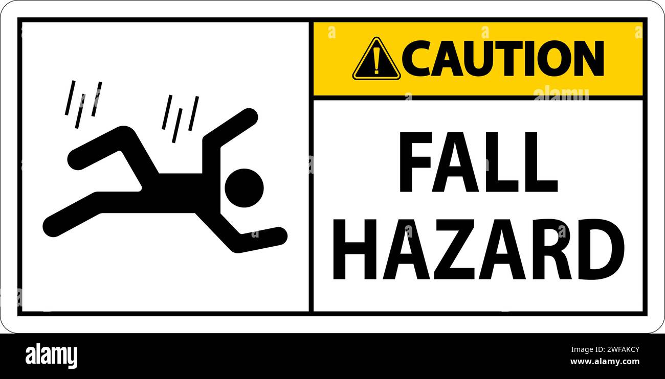Caution Sign, Fall Hazard Stock Vector Image & Art - Alamy