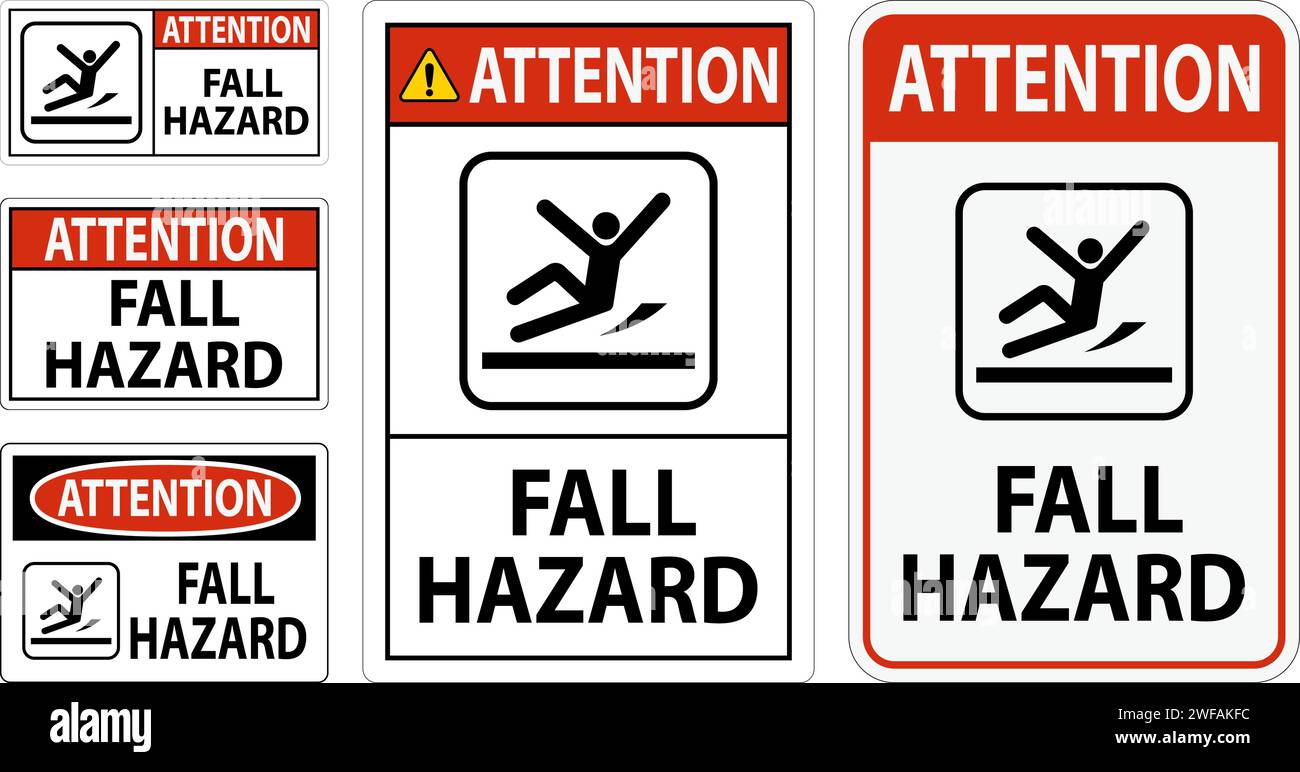 Attention Sign, Fall Hazard Stock Vector Image & Art - Alamy