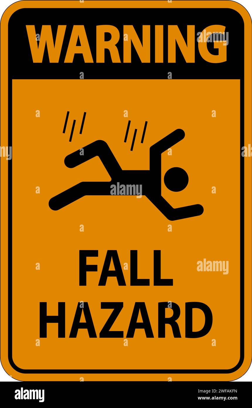 Warning Sign, Fall Hazard Stock Vector Image & Art - Alamy