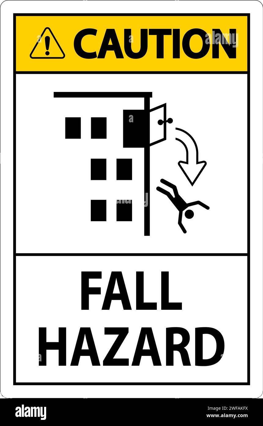 Caution Sign, Fall Hazard Stock Vector Image & Art - Alamy