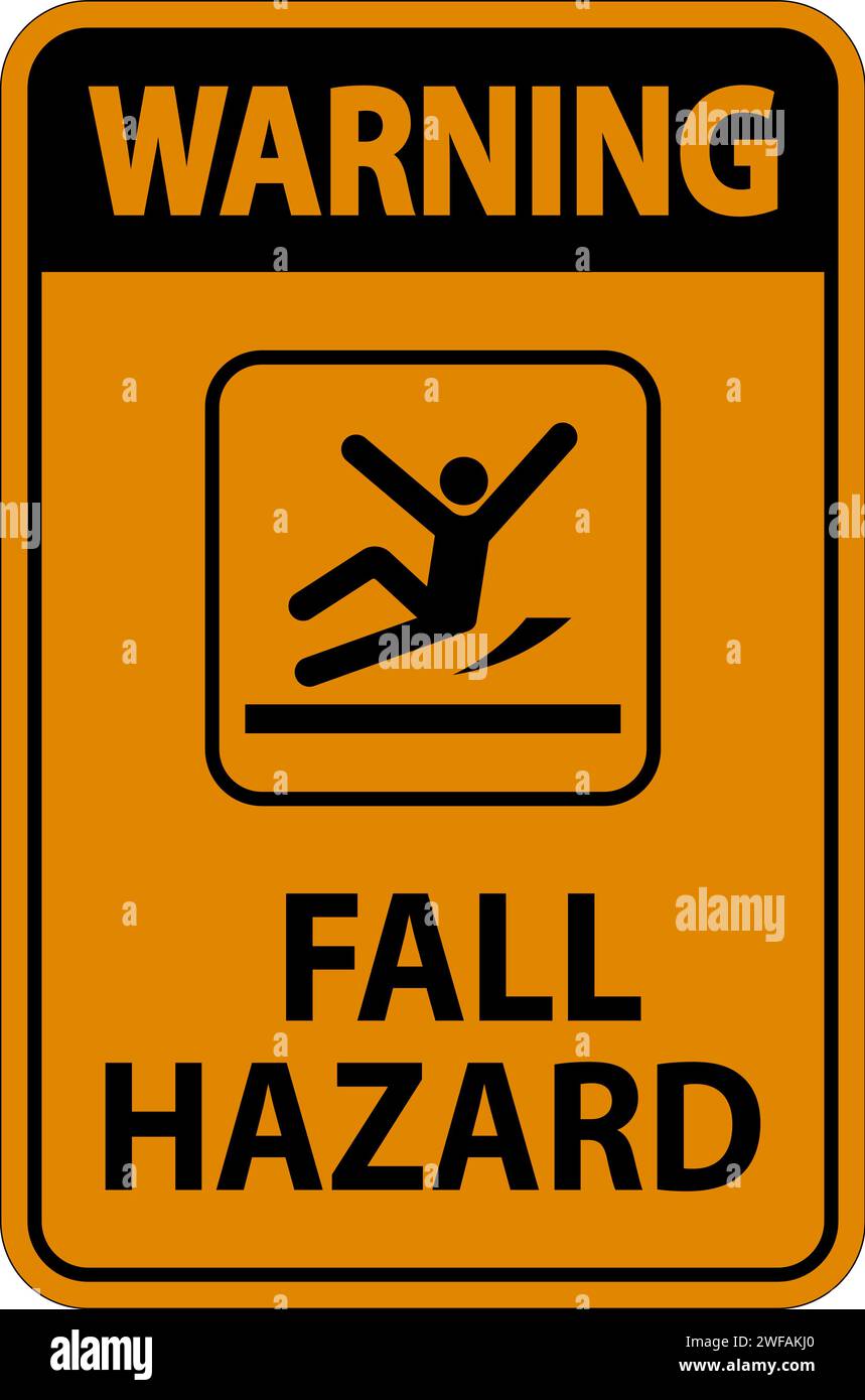 Warning Sign, Fall Hazard Stock Vector Image & Art - Alamy