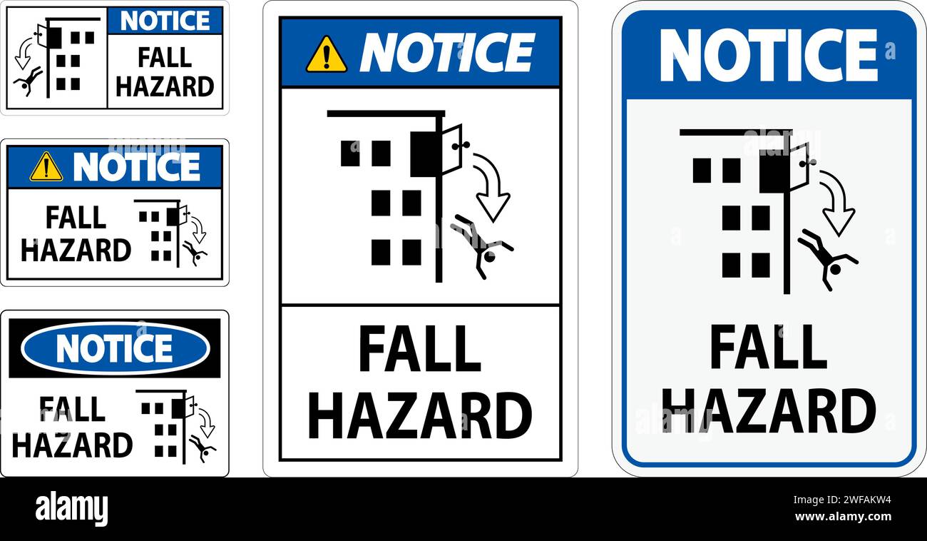 Notice sign fall hazard hi-res stock photography and images - Alamy
