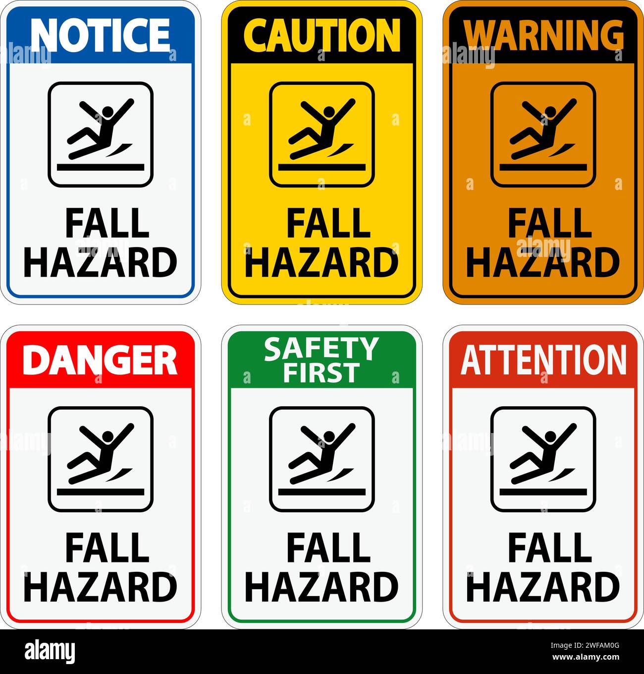 Caution Sign, Fall Hazard Stock Vector Image & Art - Alamy