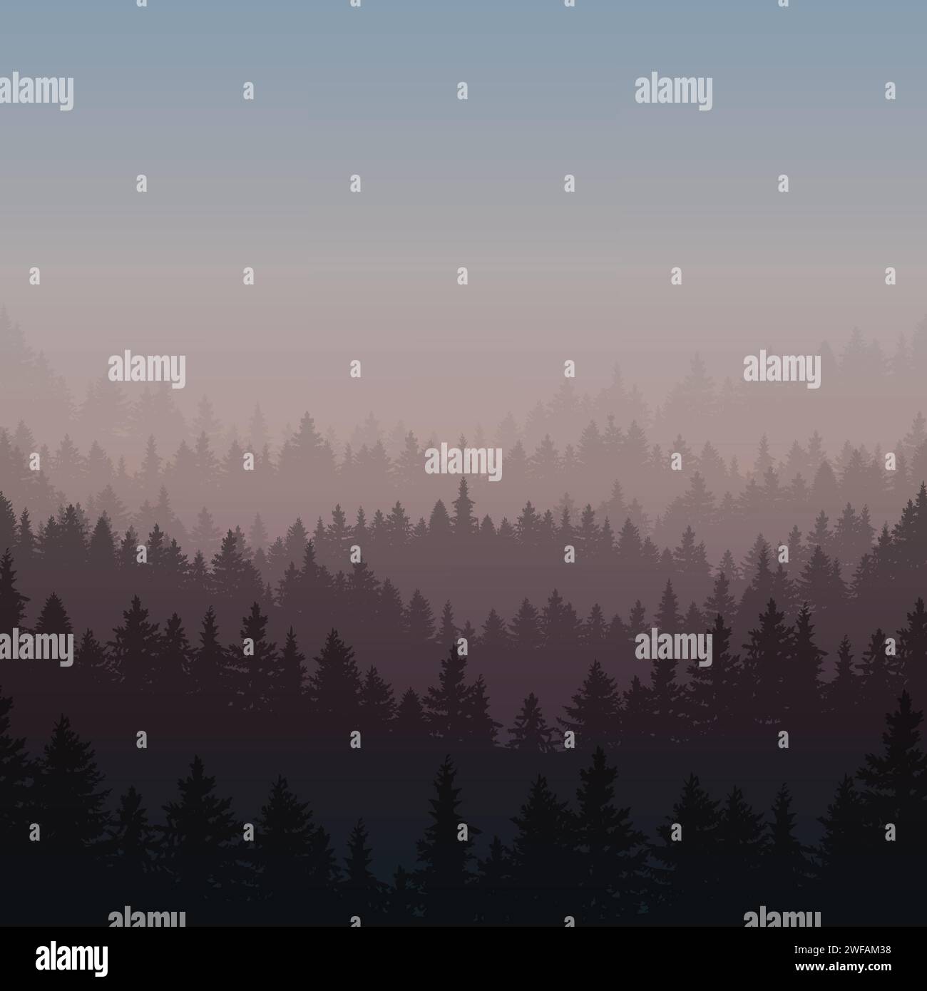 Fog morning sunrise trees Stock Vector Images - Alamy
