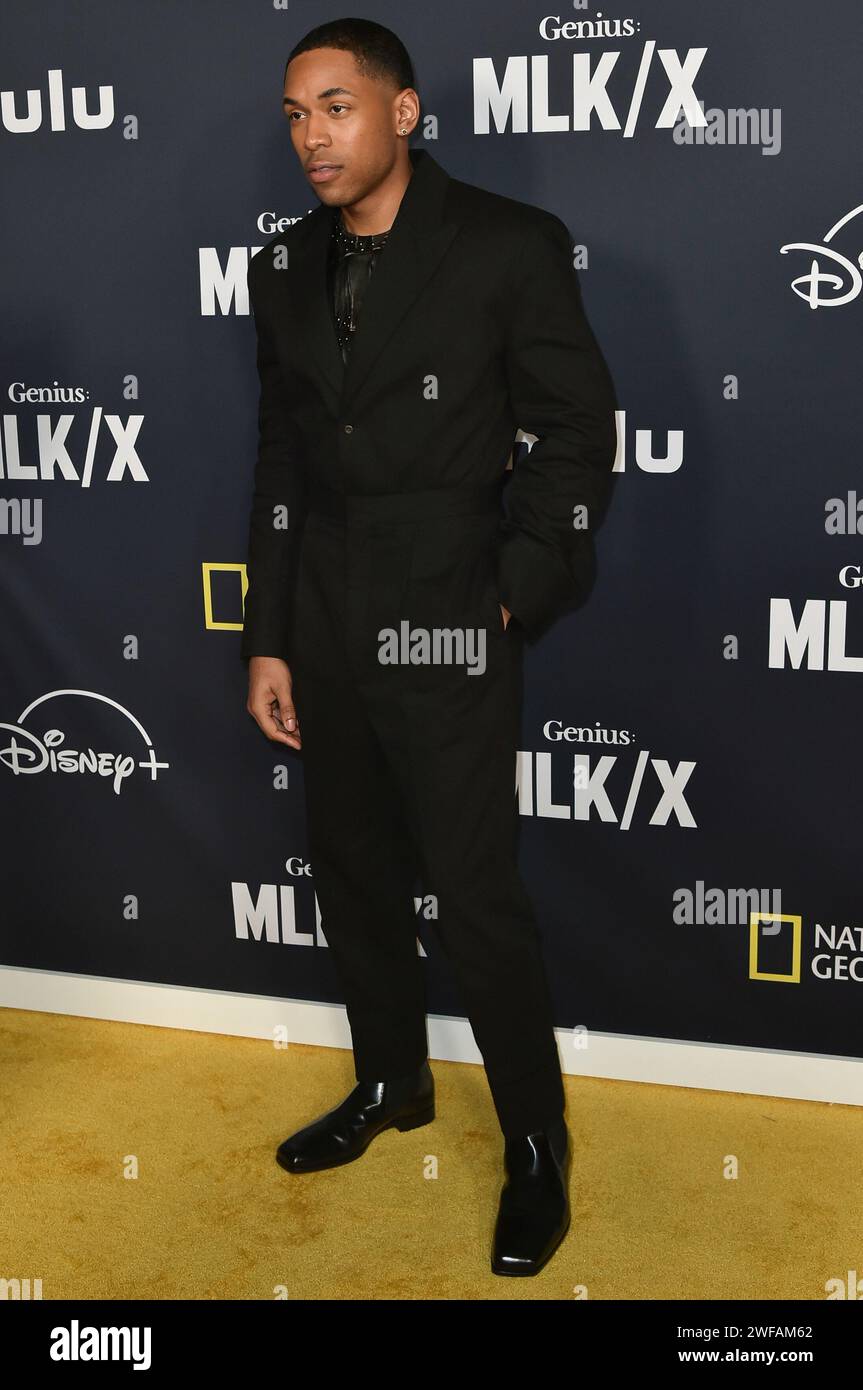 Kelvin Harrison Jr. arrives at the premiere of "Genius: MLK/X" on ...