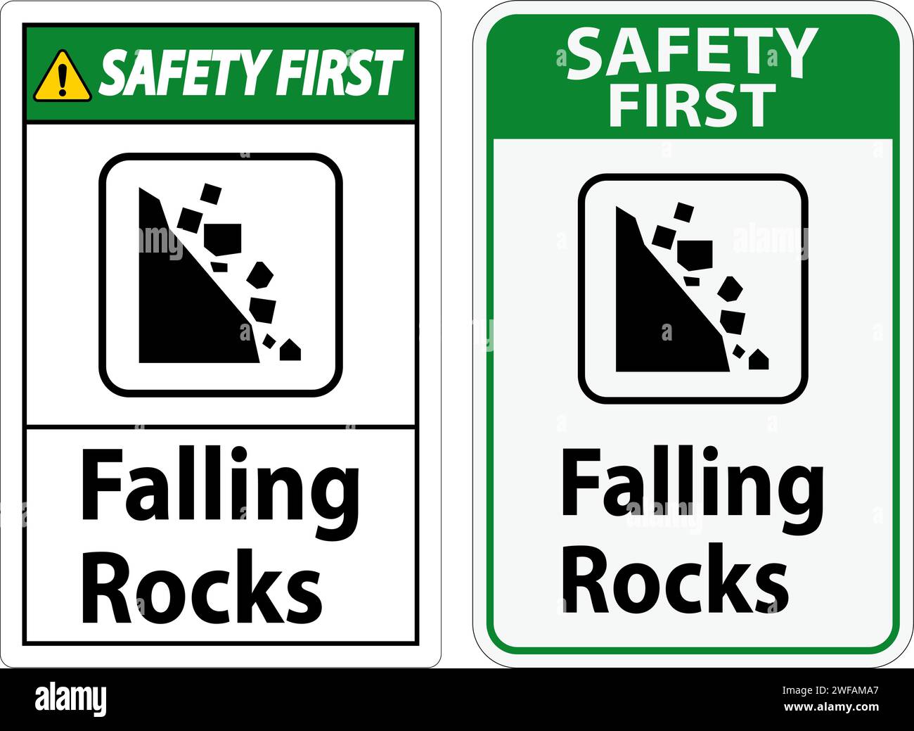 Safety First Sign, Park Sign and Guide Sign, Falling Rocks Stock Vector ...