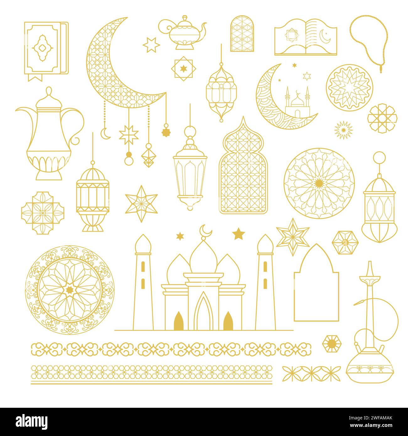 Islamic and arabic decorative elements and symbols Stock Vector Image ...