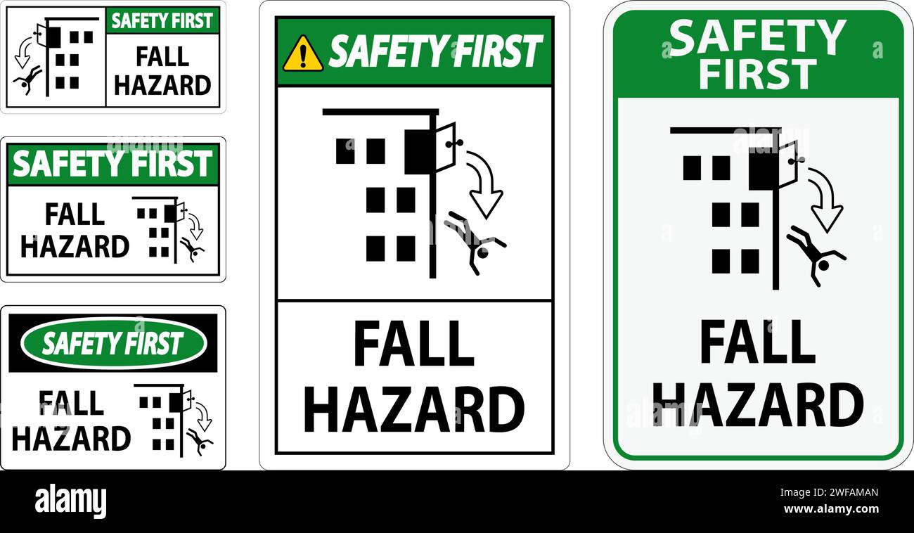 Safety First Sign, Fall Hazard Stock Vector Image & Art - Alamy