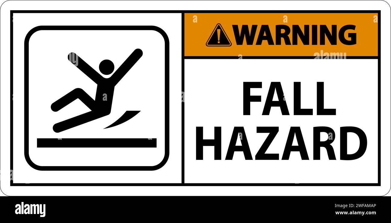 Warning Sign, Fall Hazard Stock Vector Image & Art - Alamy