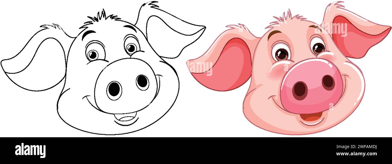 Vector illustration of two happy pig characters Stock Vector Image ...