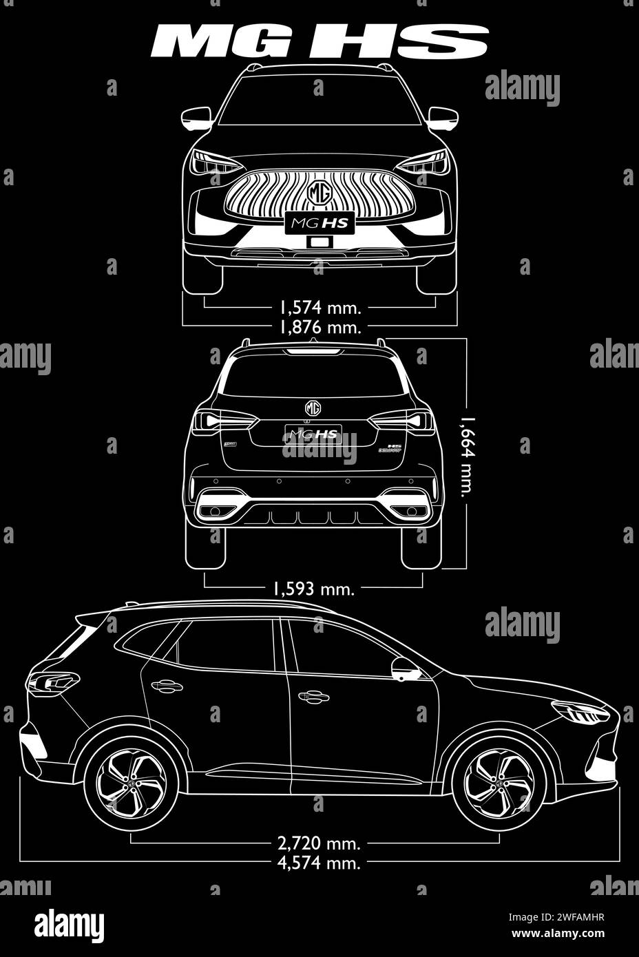 MG HS 2023 car blueprint Stock Vector Image & Art - Alamy