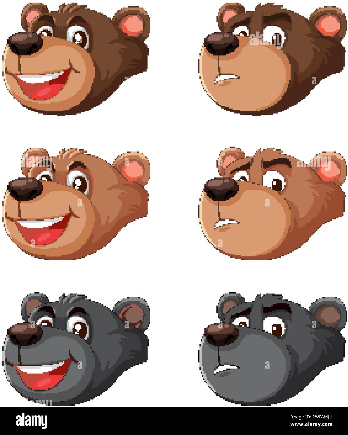 Set of bear faces showing different emotions Stock Vector Image & Art ...