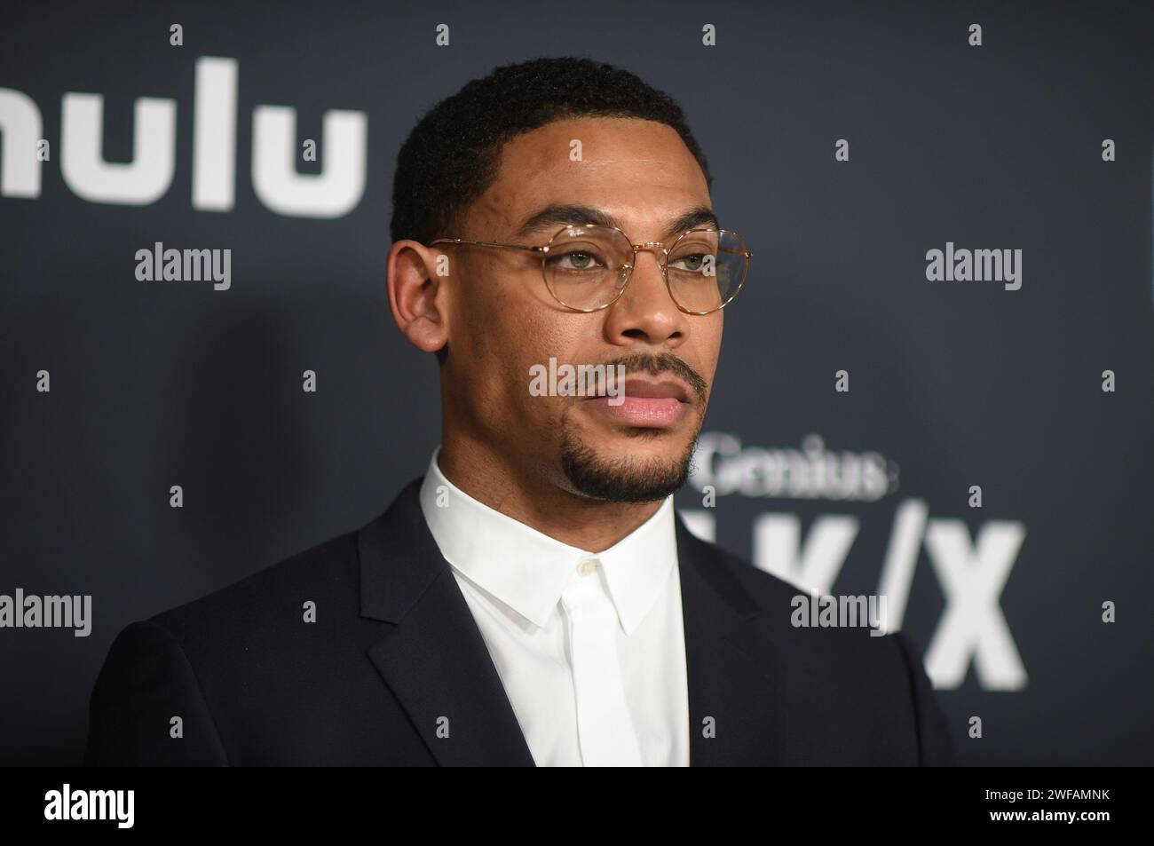 Aaron Pierre arrives at the premiere of "Genius: MLK/X" on Monday, Jan ...