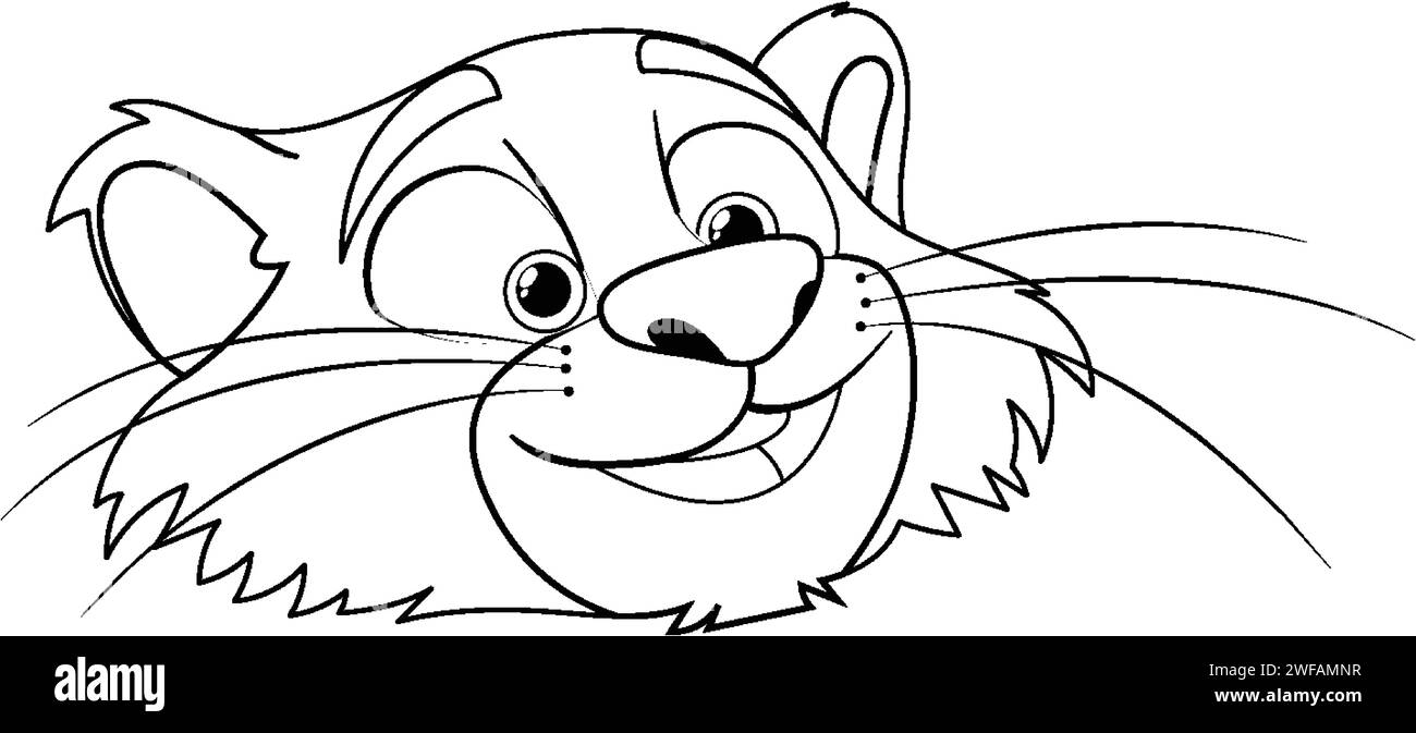 Black and white drawing of a smiling lion cub Stock Vector Image & Art ...