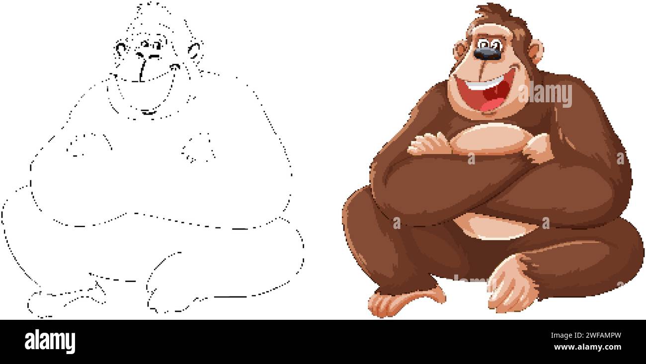 Two smiling gorillas in different color schemes Stock Vector Image ...