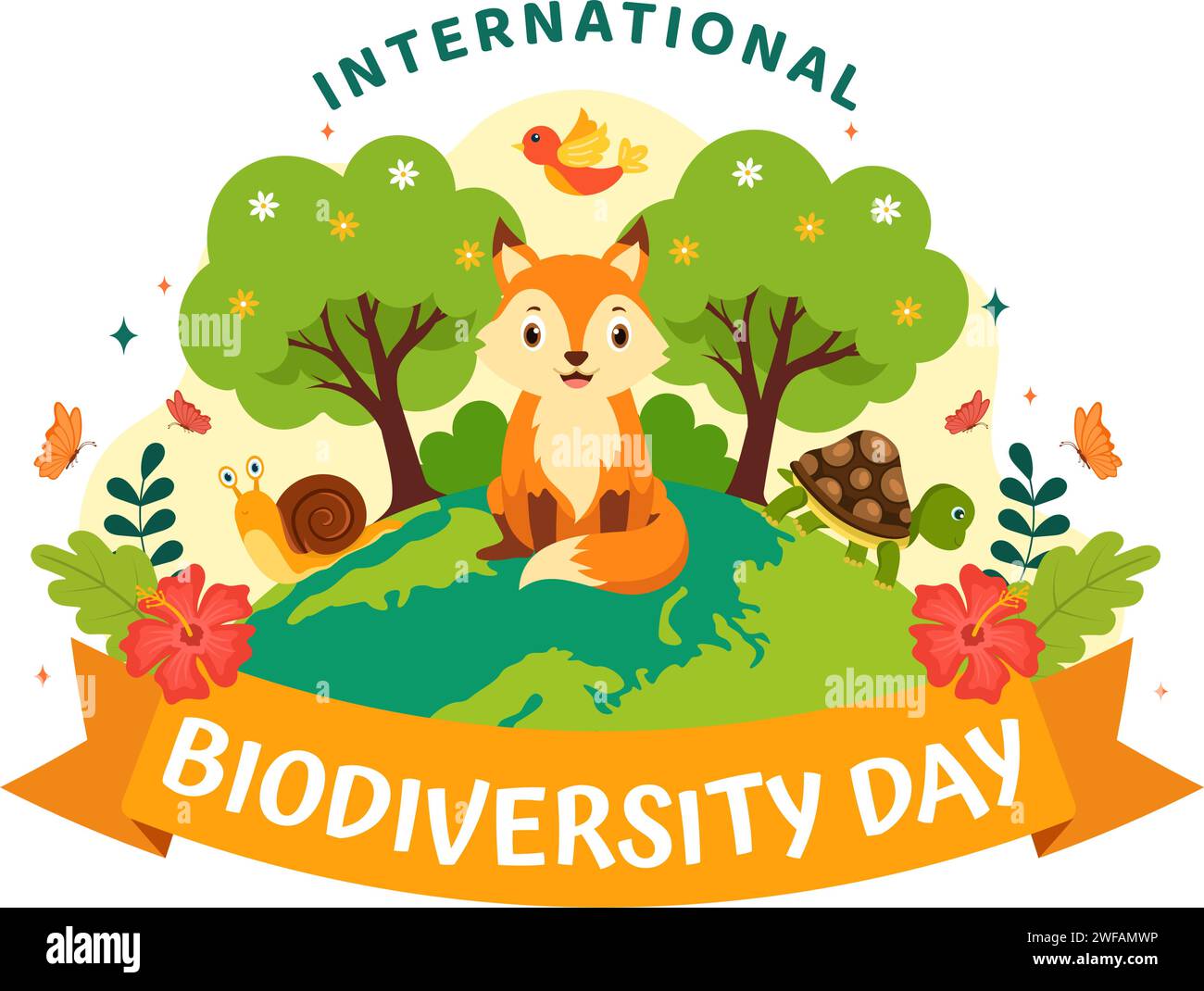 World Biodiversity Day Vector Illustration with Biological Diversity ...