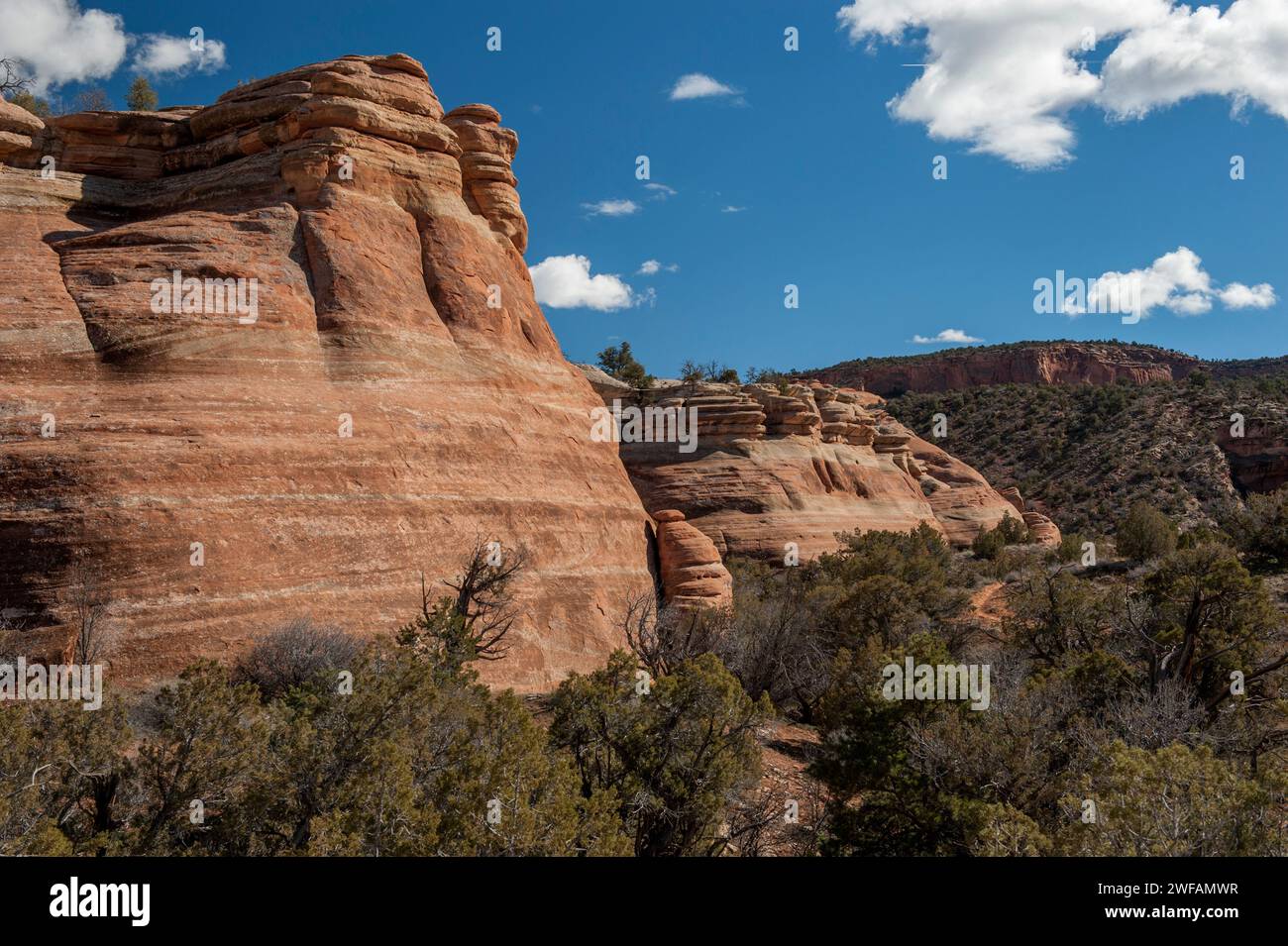 The red rock Entrada Sandstone walls of Devil's Canyon, near Fruita ...