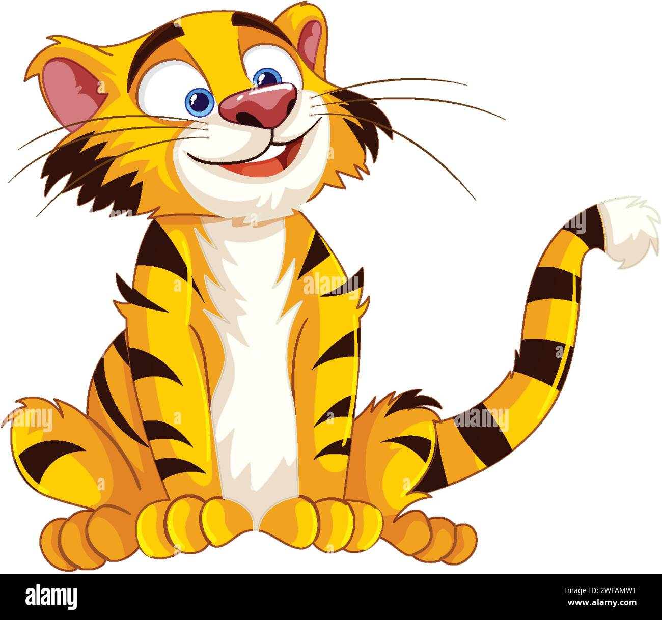 Colorful vector illustration of a smiling tiger Stock Vector Image ...
