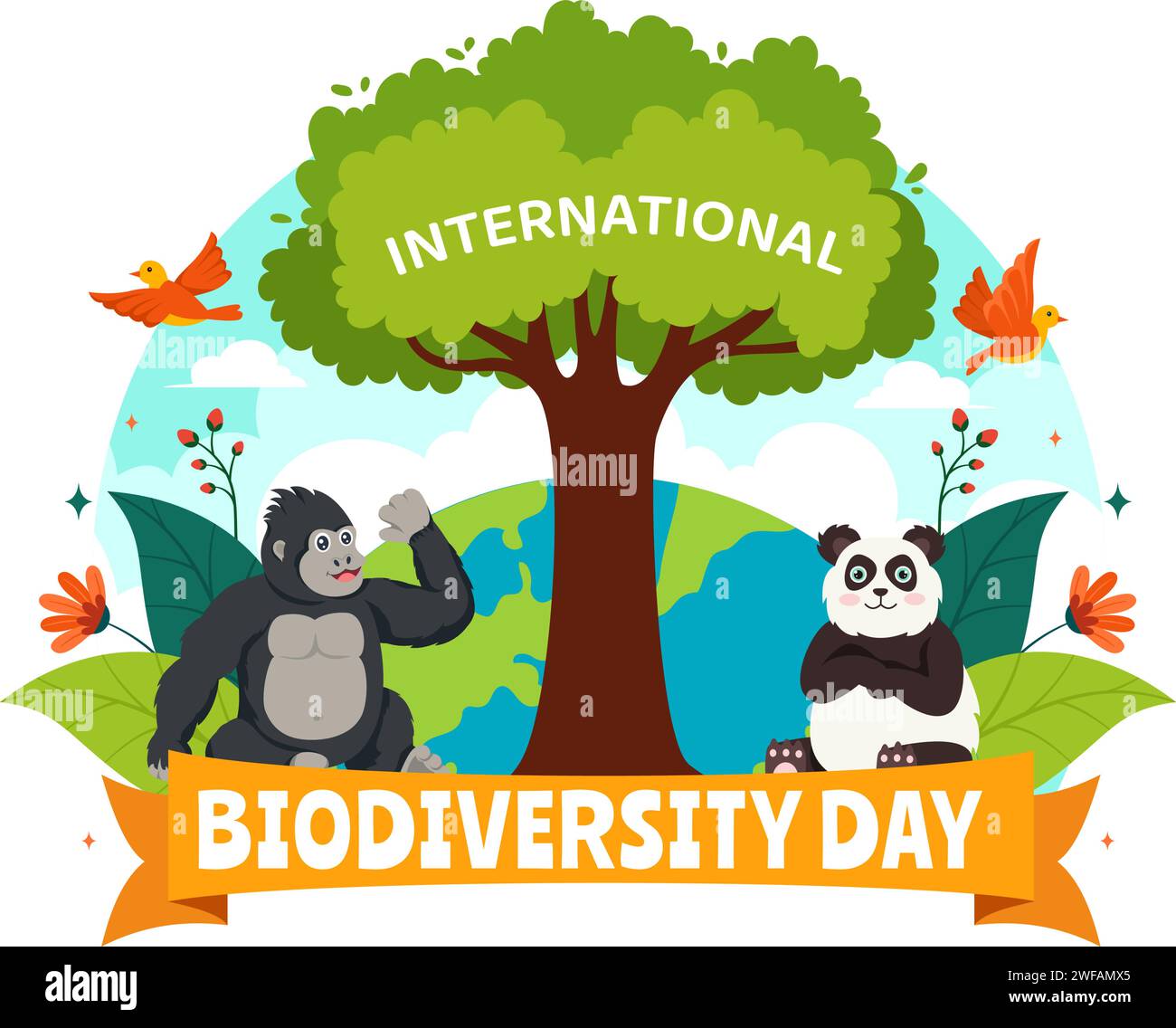 World Biodiversity Day Vector Illustration with Biological Diversity ...