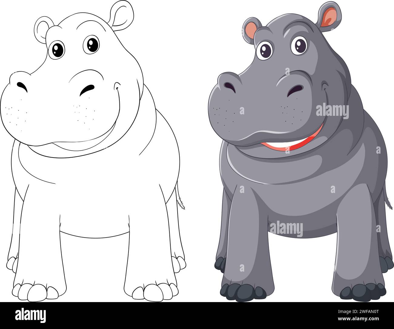 Playful hippos vector vectors hi-res stock photography and images - Alamy
