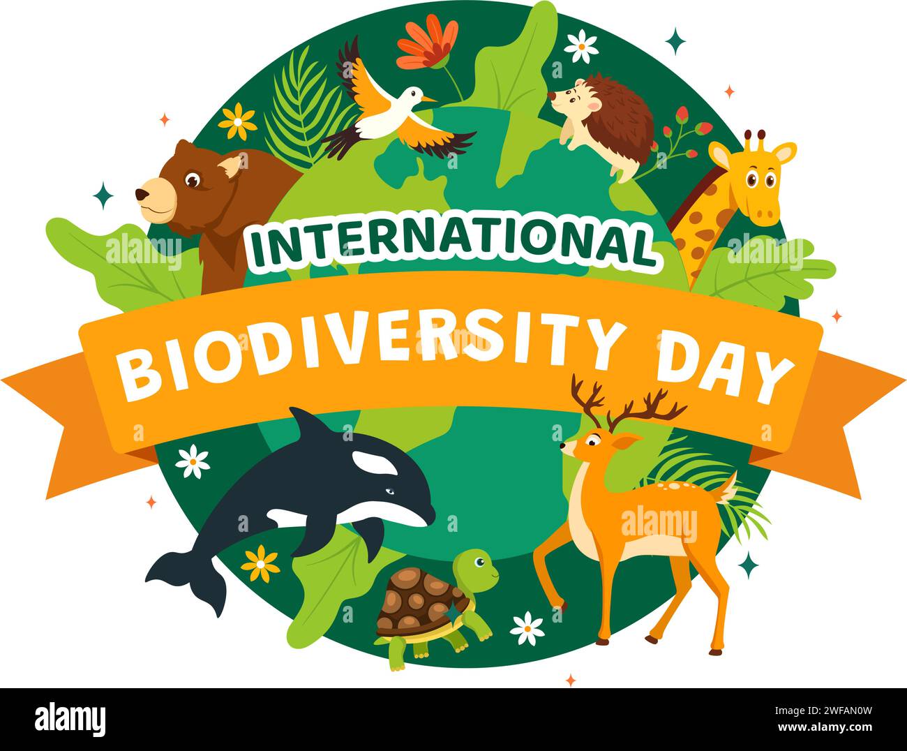 World Biodiversity Day Vector Illustration with Biological Diversity ...
