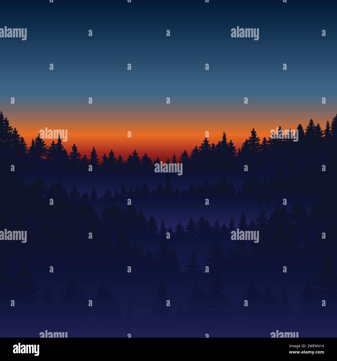 Silhouette fir trees sunset Stock Vector Images - Alamy