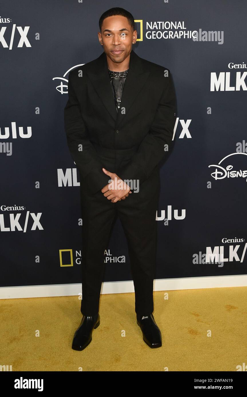 Kelvin Harrison Jr. arrives at the premiere of "Genius: MLK/X" on ...