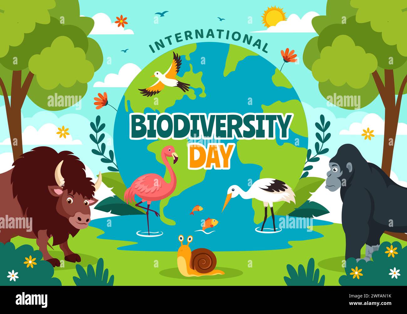 World Biodiversity Day Vector Illustration with Biological Diversity ...