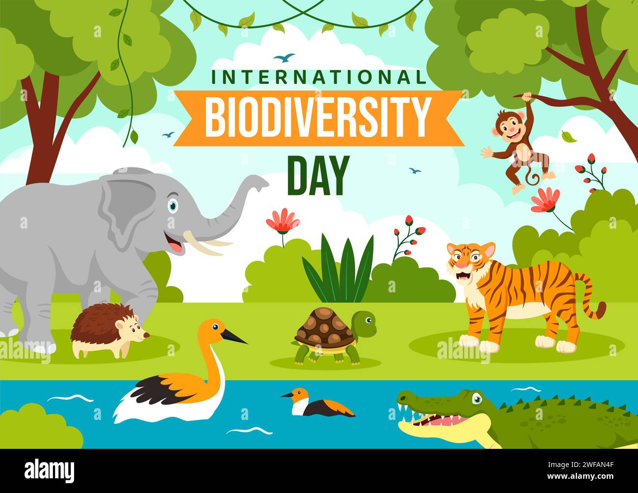 World Biodiversity Day Vector Illustration with Biological Diversity ...