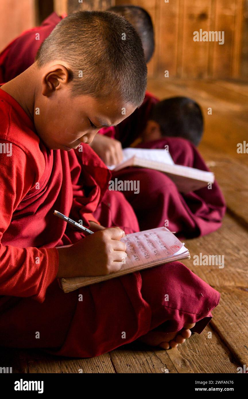 Young boy monks residing at Chimmi Lhakhang, the Divine Madman's Temple ...