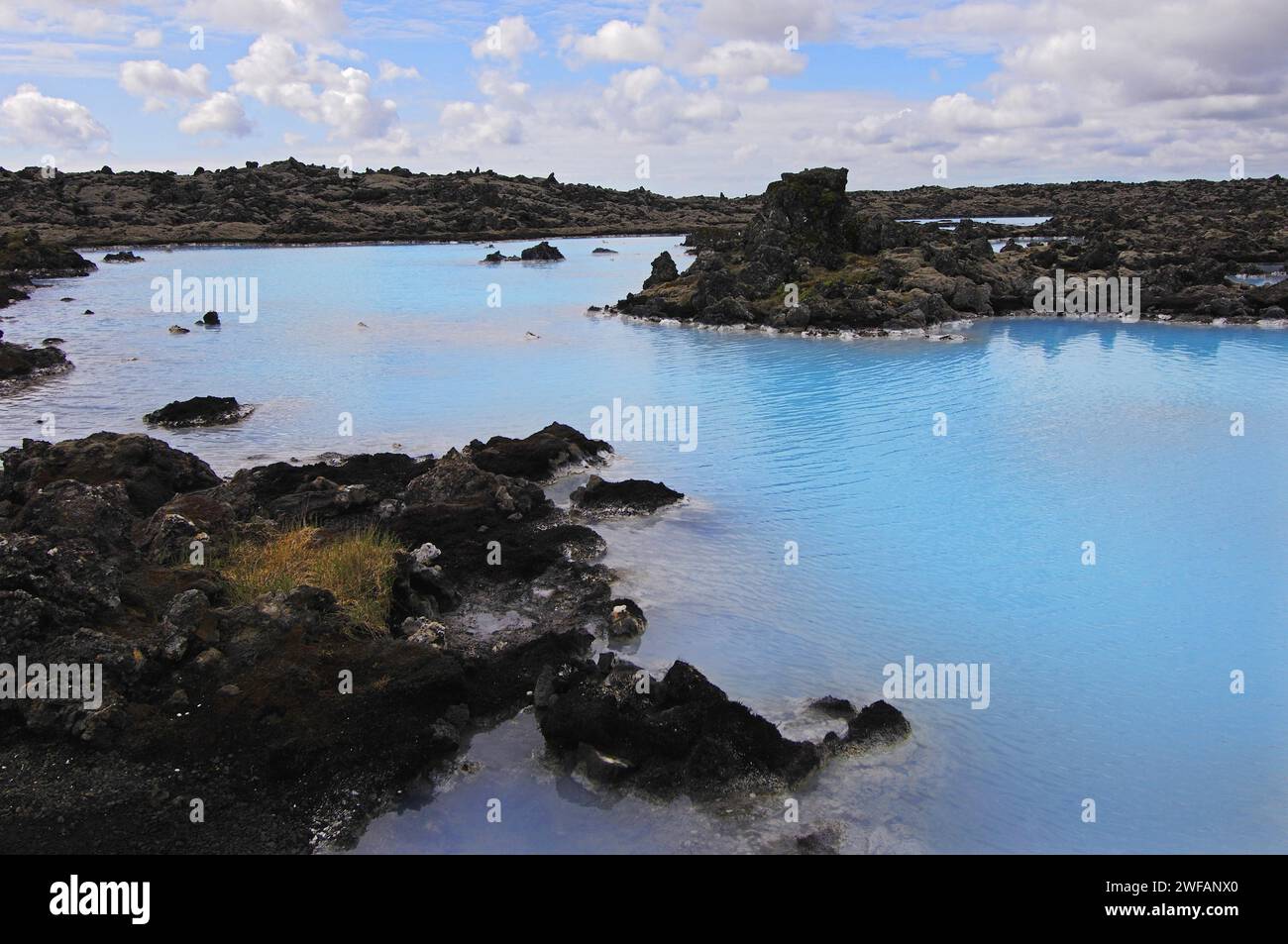 Pools of blue sulphur-laden water at the Blue Lagoon resort, south-west ...