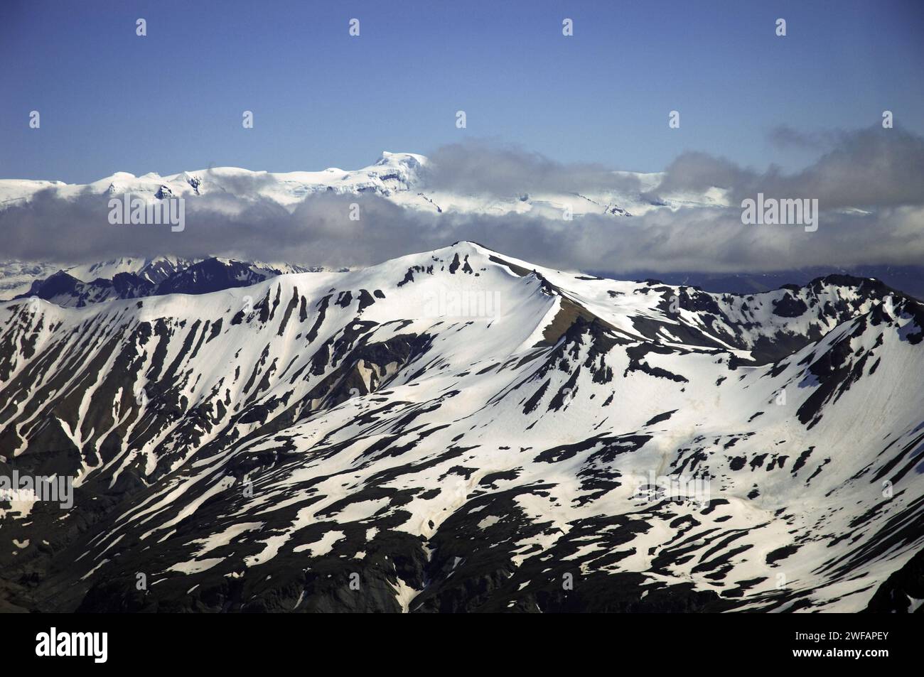 Peaks of the Skaftafell area and part of the Vatnajokull icecap ...