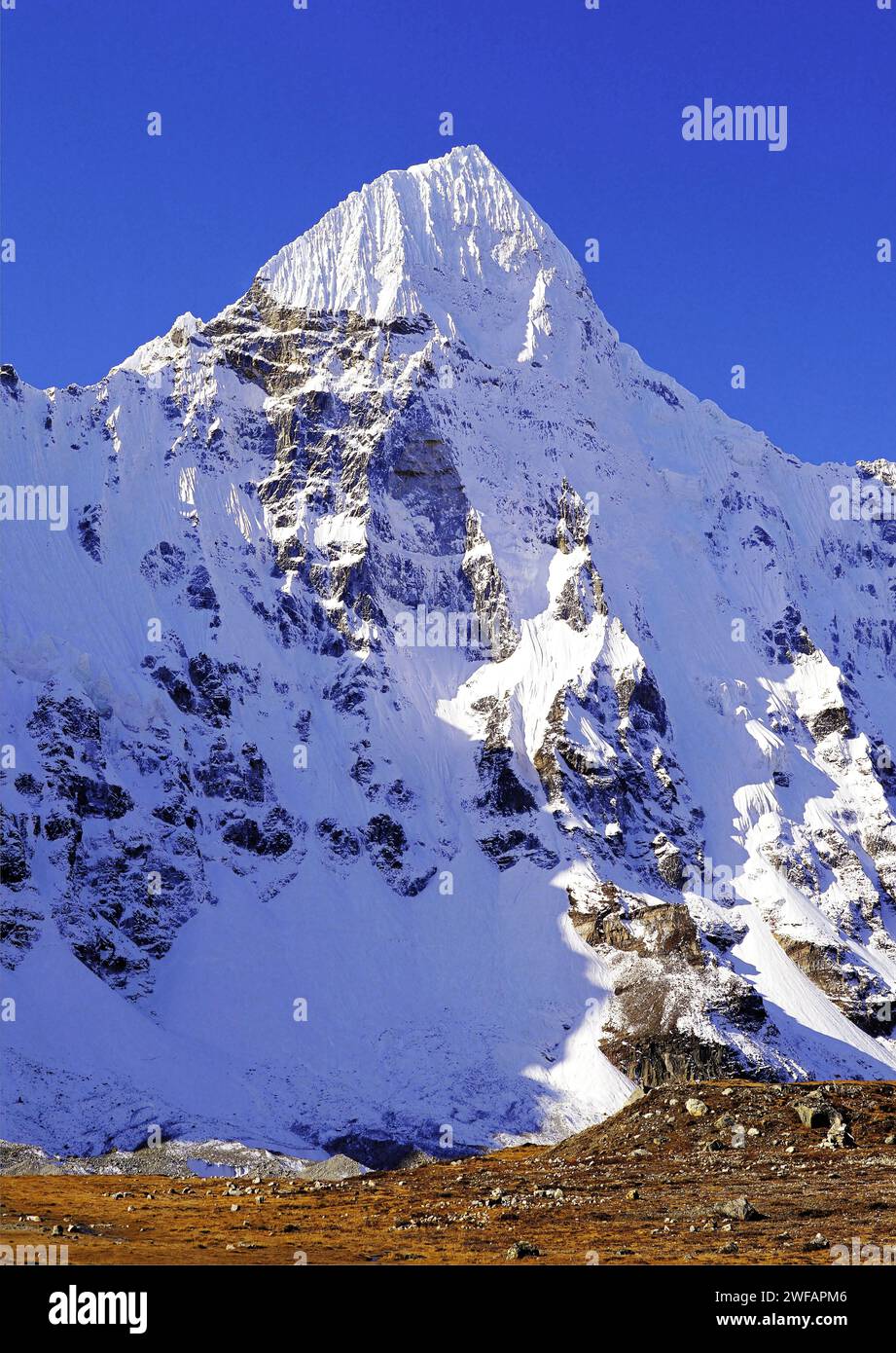 Wedge Peak from Pang Pema in the Kangchenjunga region of east Nepal ...