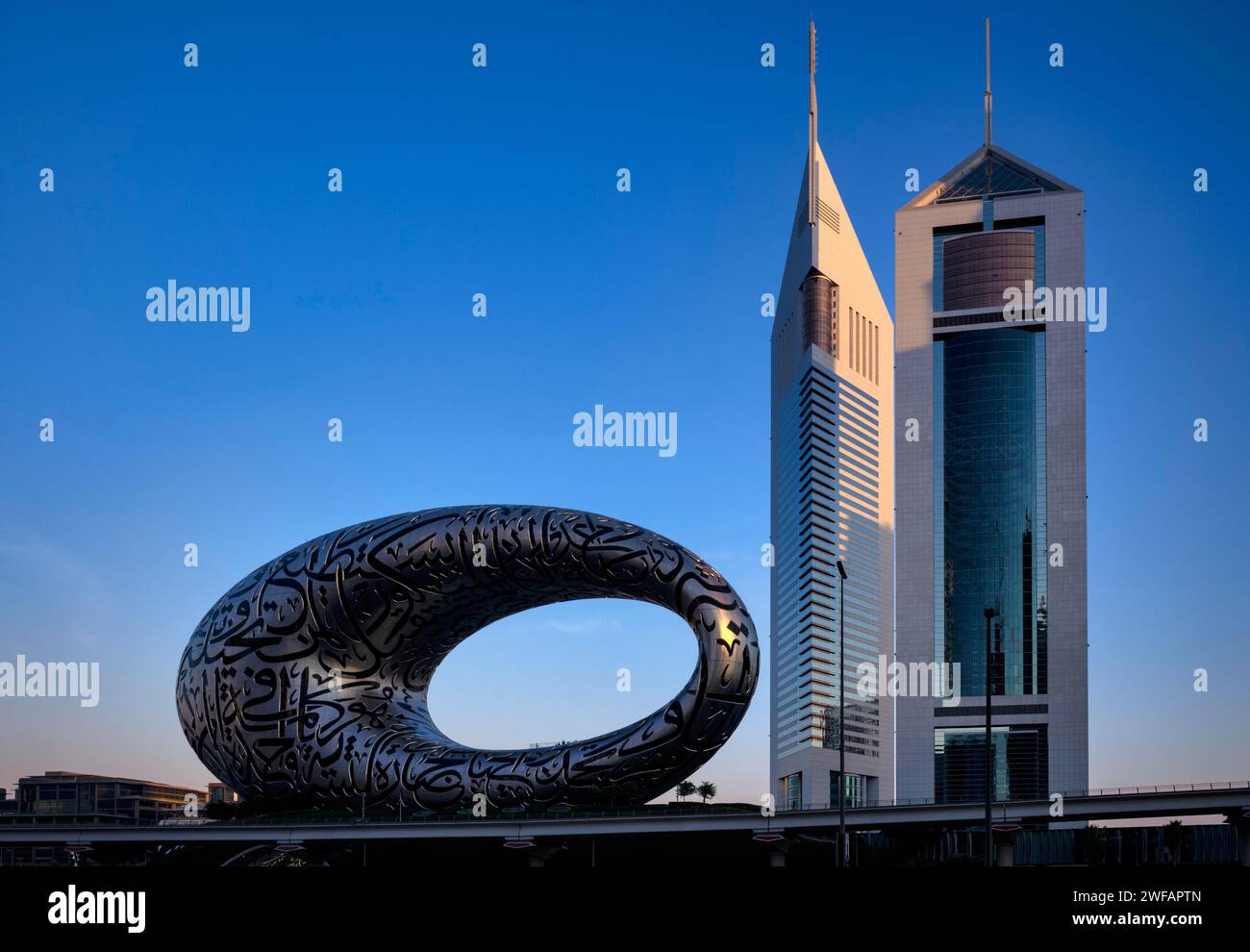 Museum of the Future, behind Jumeirah Emirates Towers, skyscrapers ...